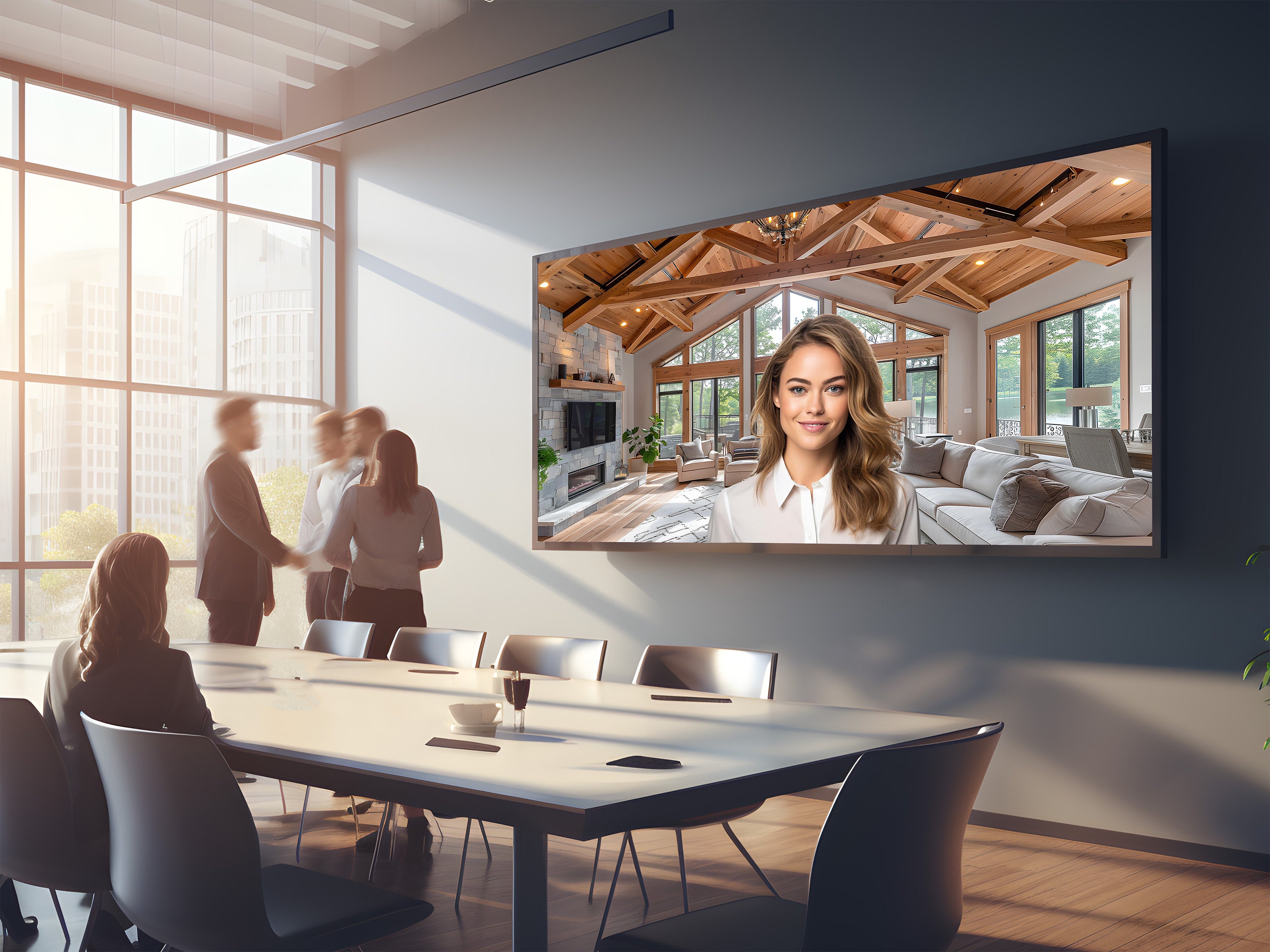 Zoom Background, Rustic Timber Truss Living Room Background, Cozy ...
