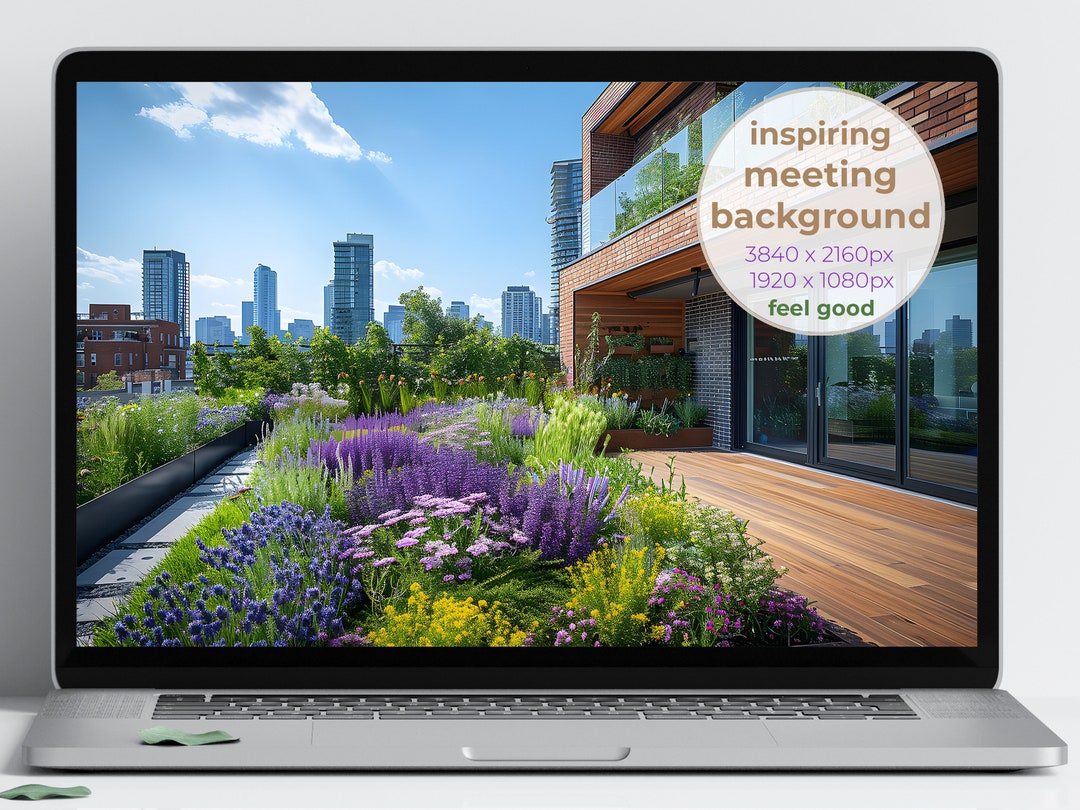 Zoom Background, Serene City Garden: Lush Rooftop Retreat for Virtual ...