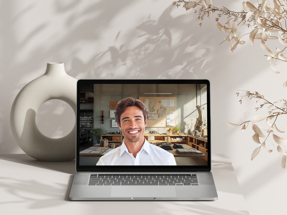 Zoom Background, Work Table Zoom Background, Minimalist Architectural ...