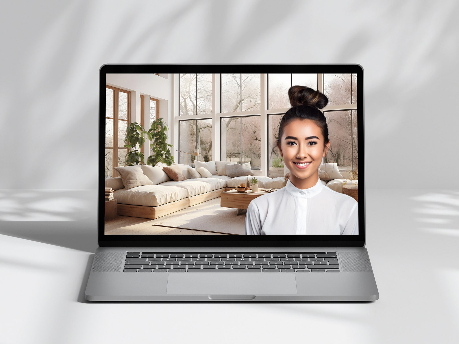 Winter Serenity Zoom Background, Cozy Living Room & Winter Landscape ...