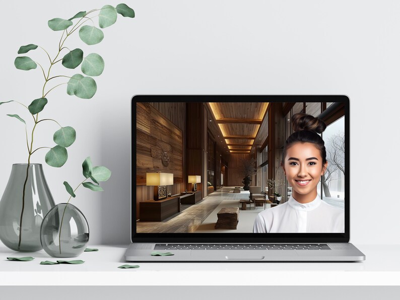 Winter Serenity Zoom Background: Minimalist Hotel Lobby Backgrounds ...