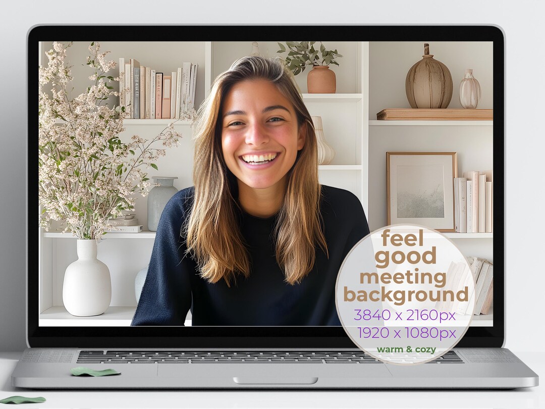 Spring Bookshelf Virtual Background: Chic Home Office (digital Download ...