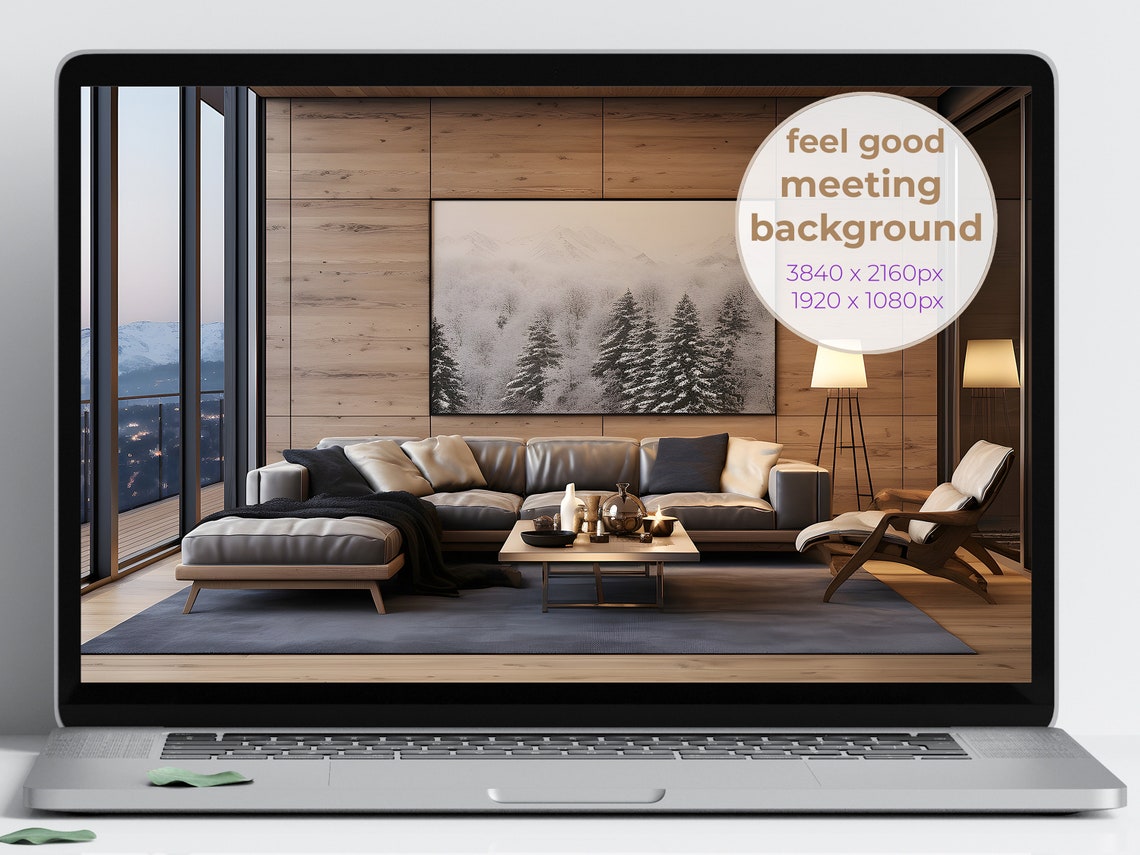 Winter Serenity Zoom Background With Cozy Interior & Winter Landscape ...