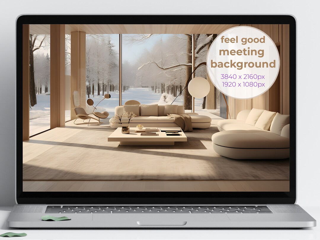 Winter Serenity Zoom Background With Cozy Interior & Winter Landscape ...