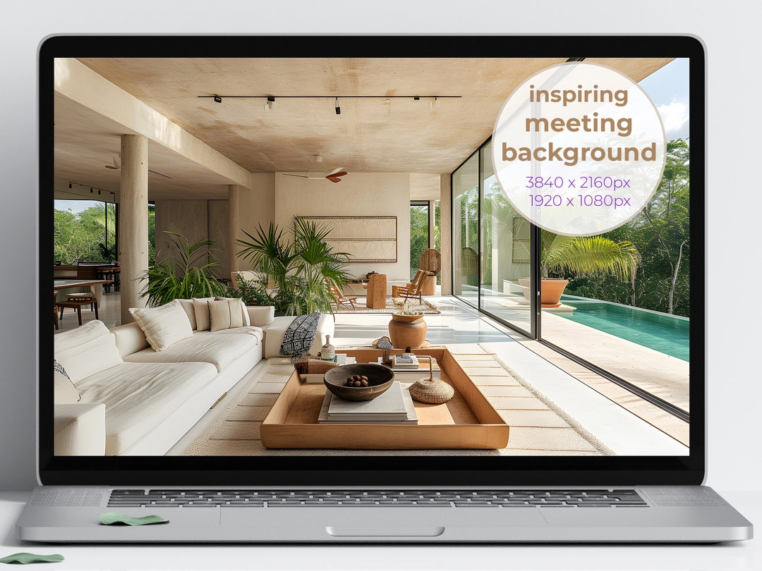 Zoom Background, Living Room With Pool View Zoom Background, Exotic ...