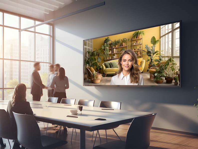 Cozy Boho Living Room Virtual Background: Sage Green & Soft Yellow ...