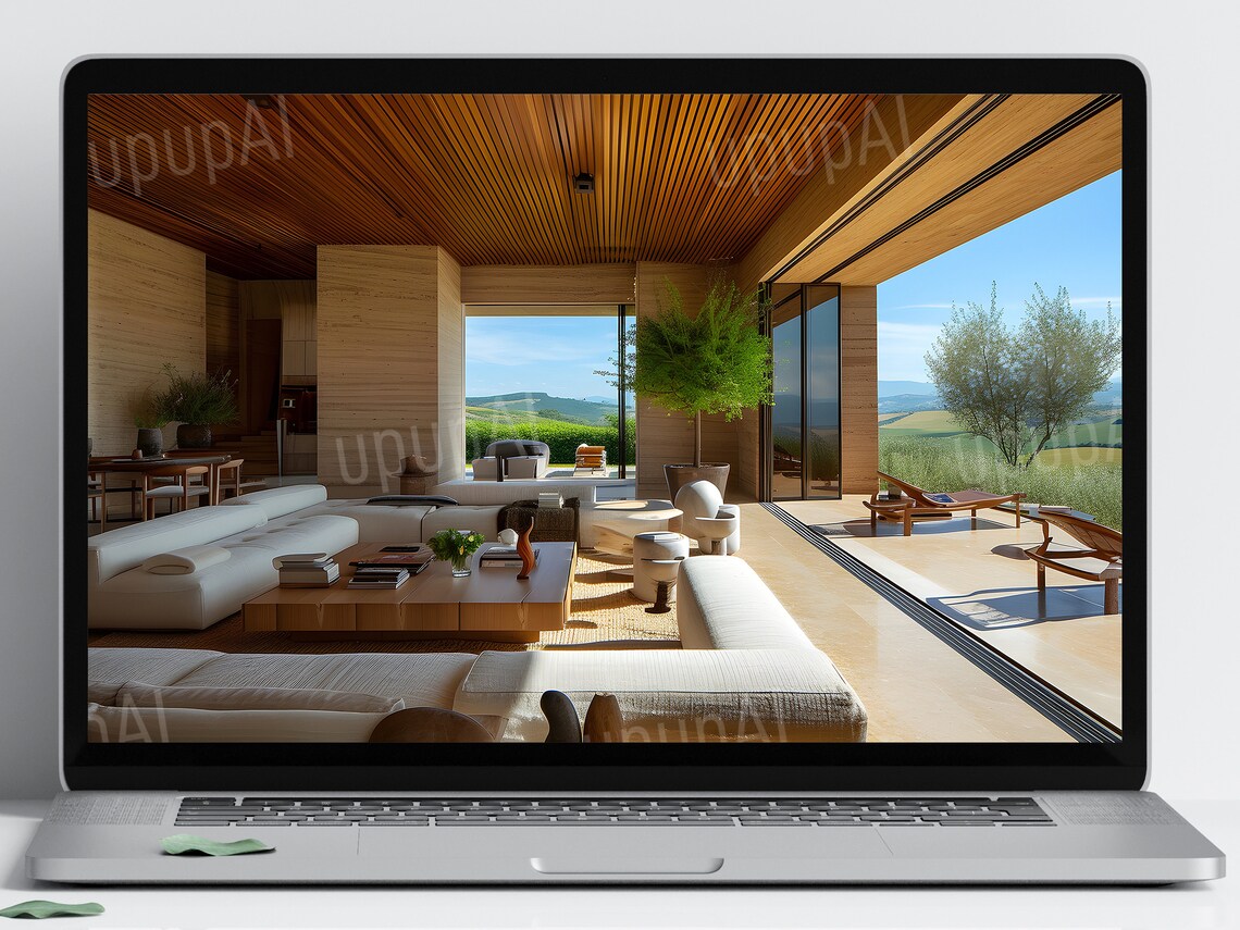 Zoom Background, Modern Apartment Zoom Background, Tuscan Living Room ...