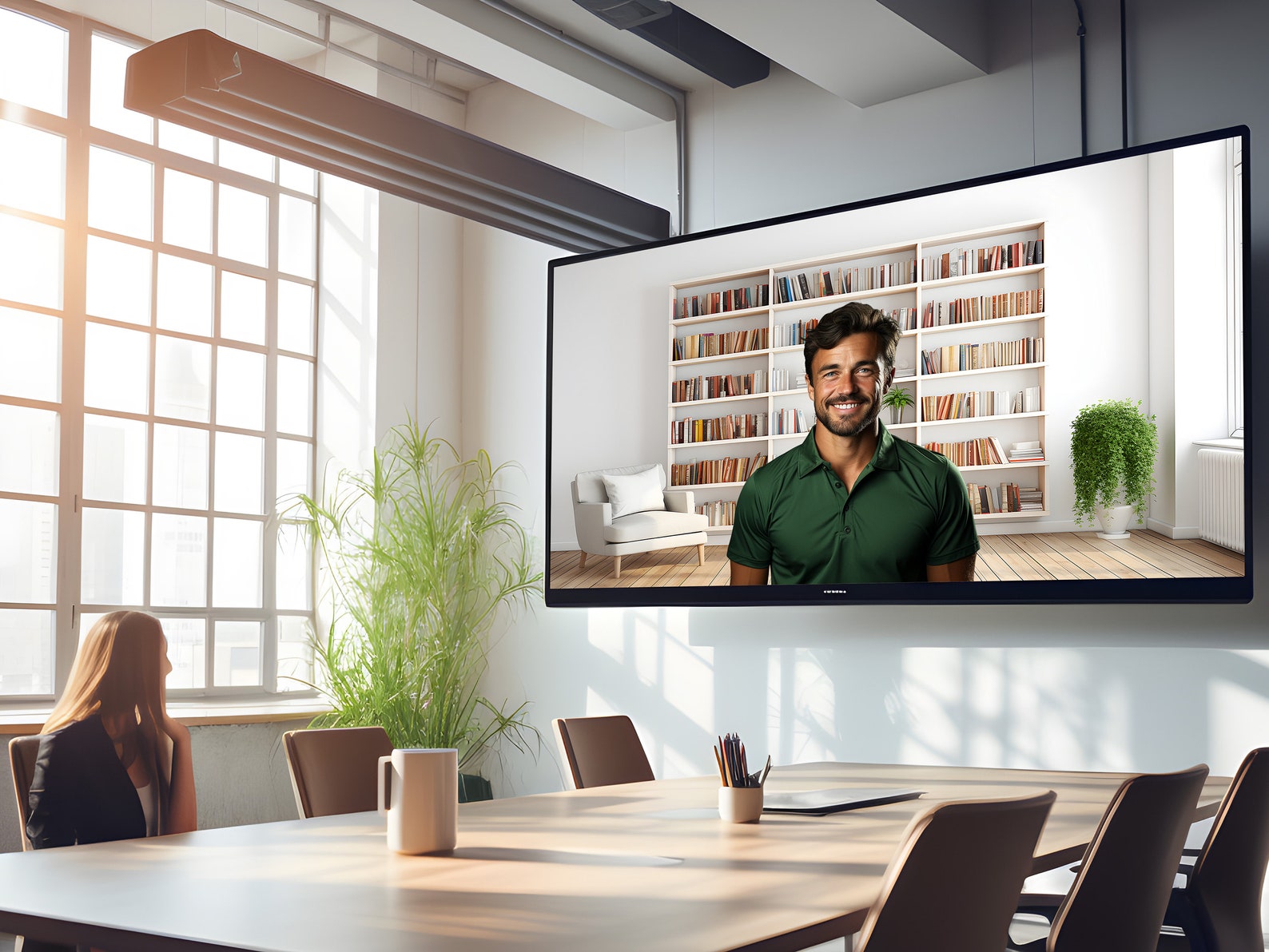 Zoom Background, Serene Sofa Virtual Background, Minimalist Living Room ...