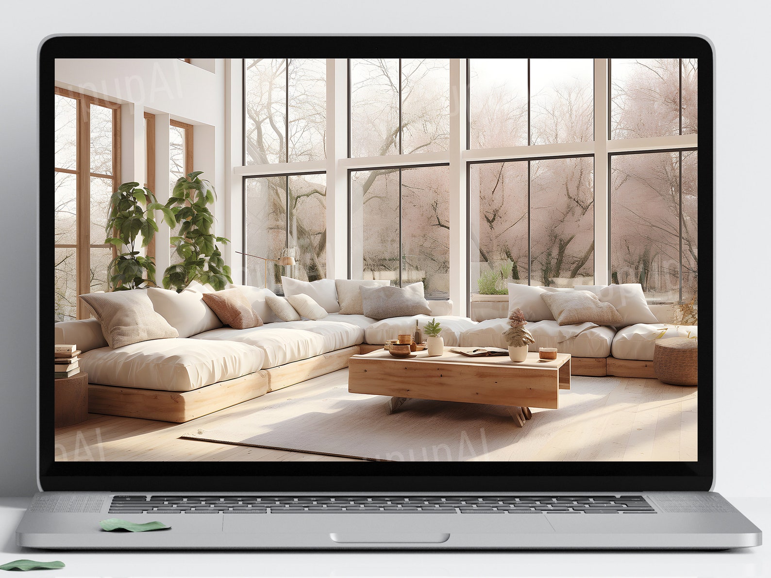 Winter Serenity Zoom Background, Cozy Living Room & Winter Landscape ...