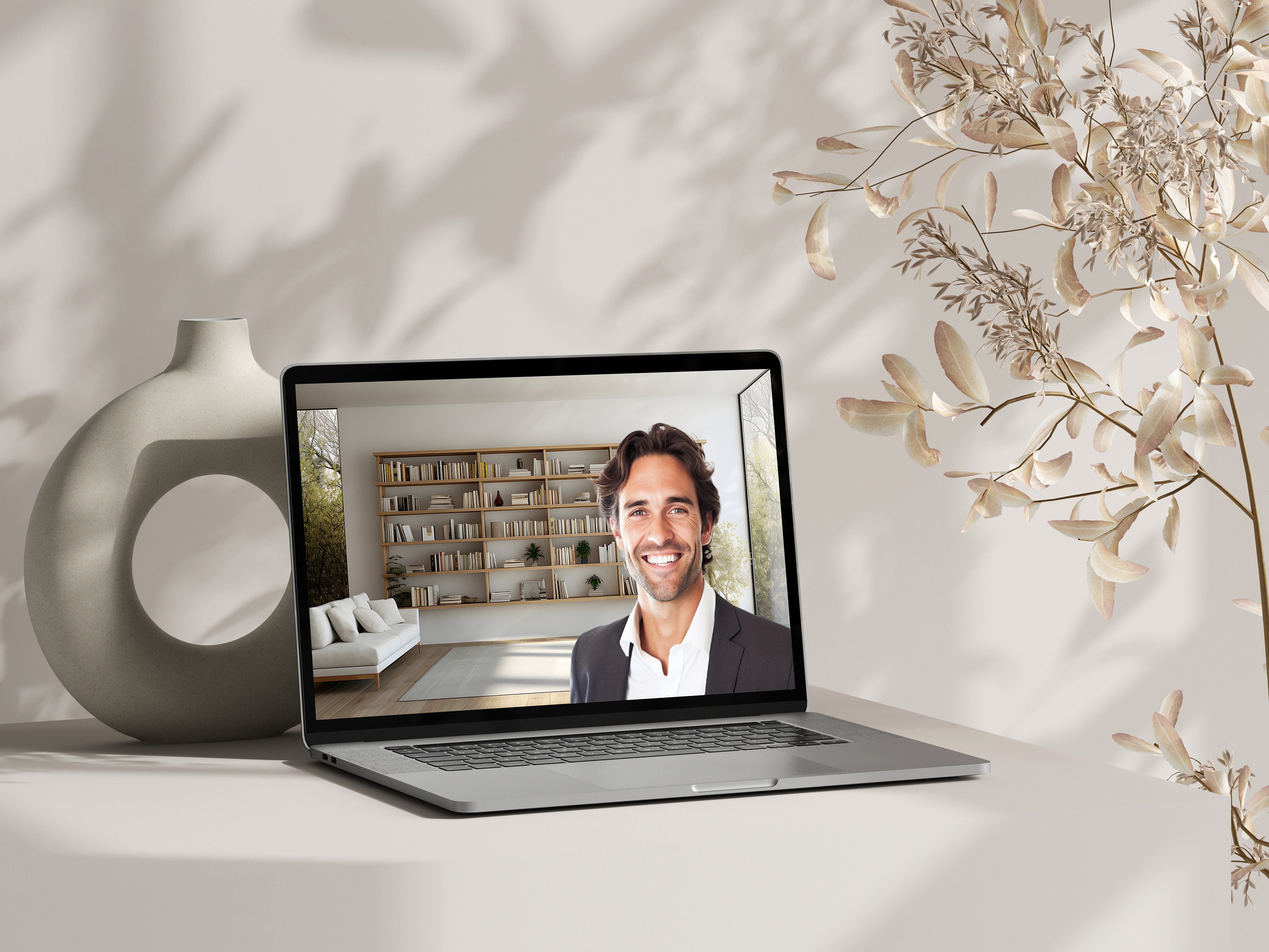 Zoom Background, Serene Therapist Virtual Background, Minimalist Living ...