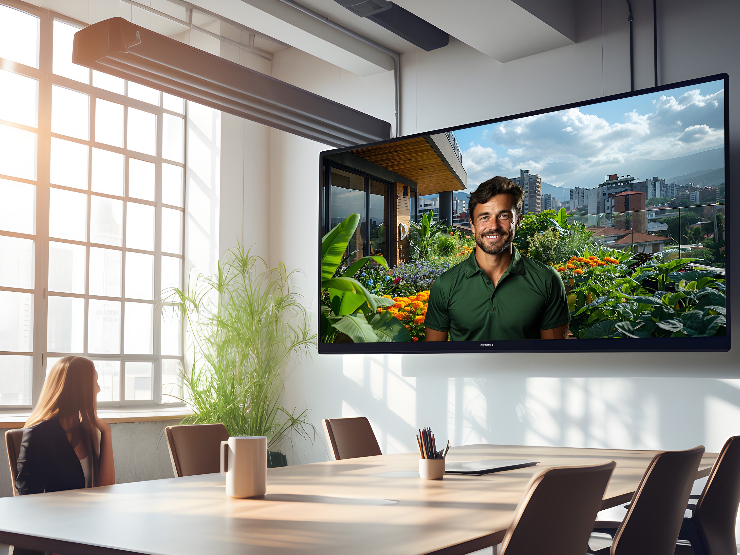 Rooftop Garden Zoom / Teams Background: Serene City Retreat (digital ...