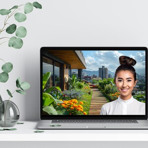 Rooftop Garden Zoom / Teams Background: Serene City Retreat (digital ...