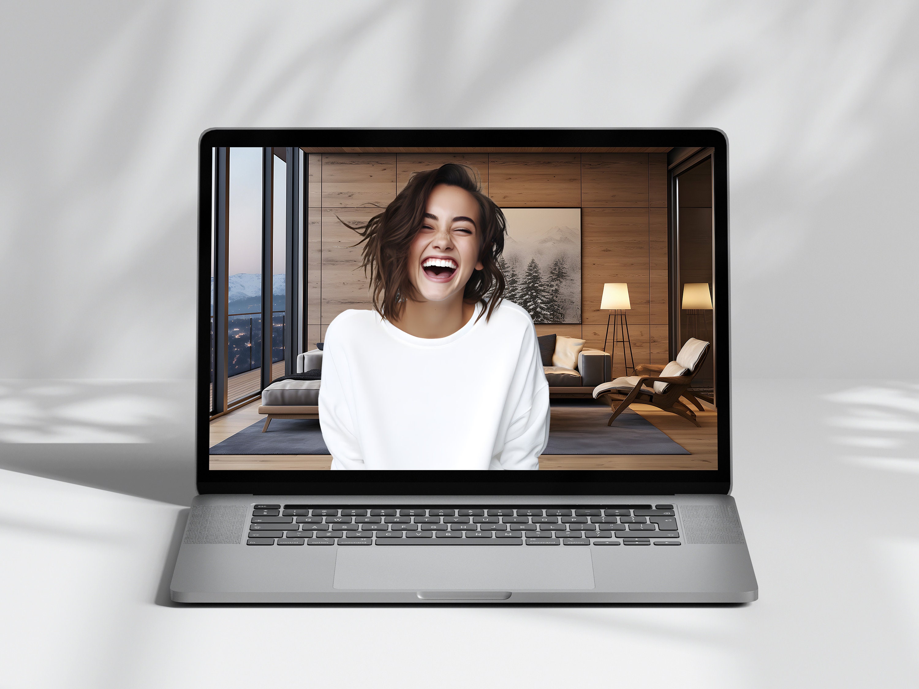 Winter Serenity Zoom Background With Cozy Interior & Winter Landscape ...