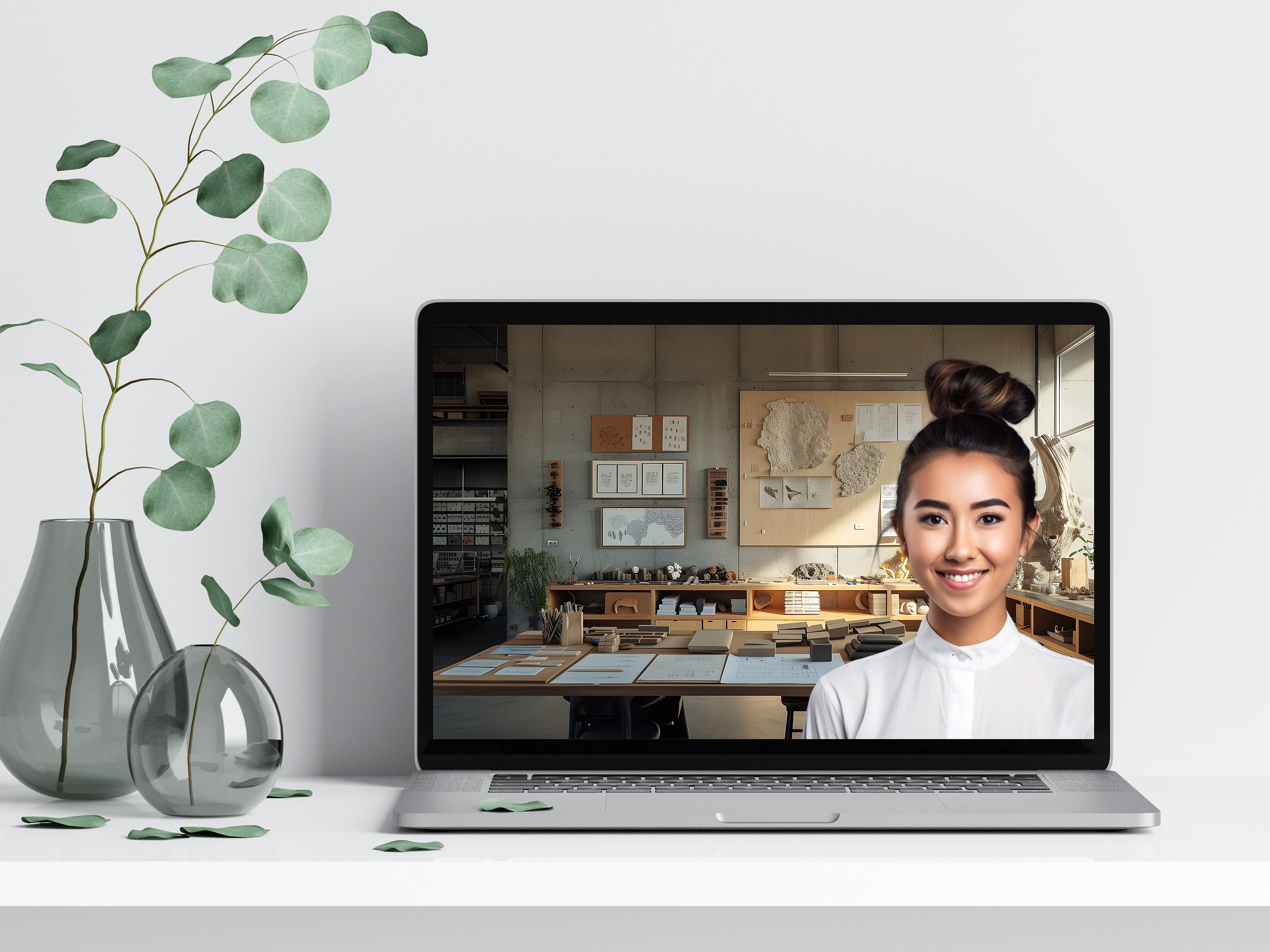 Zoom Background, Work Table Zoom Background, Minimalist Architectural ...