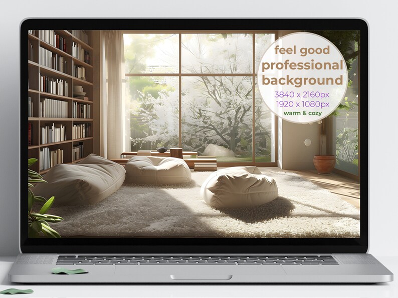 Spring Blossoms Home Library Virtual Background - Elegant & Tranquil ...