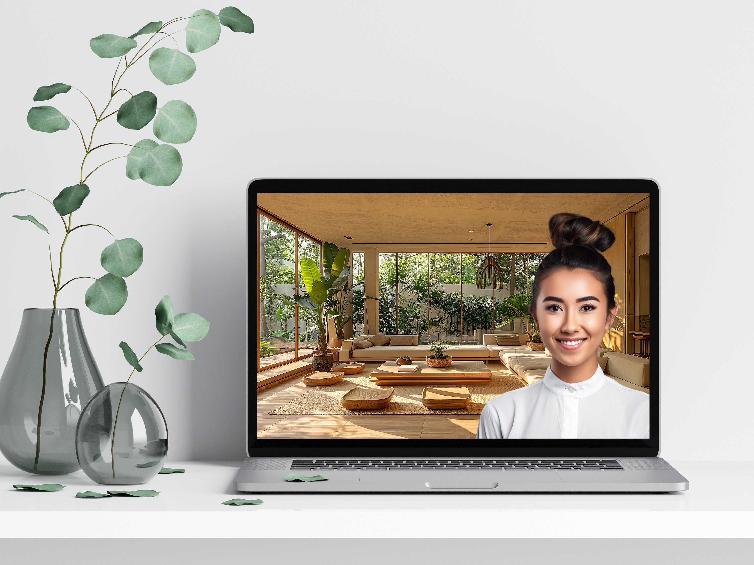 Modern Apartment Zoom / Teams Background: Lush Garden View (digital ...