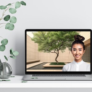 Zoom Background, Minimalist Center Tree Zoom Background, Beige ...