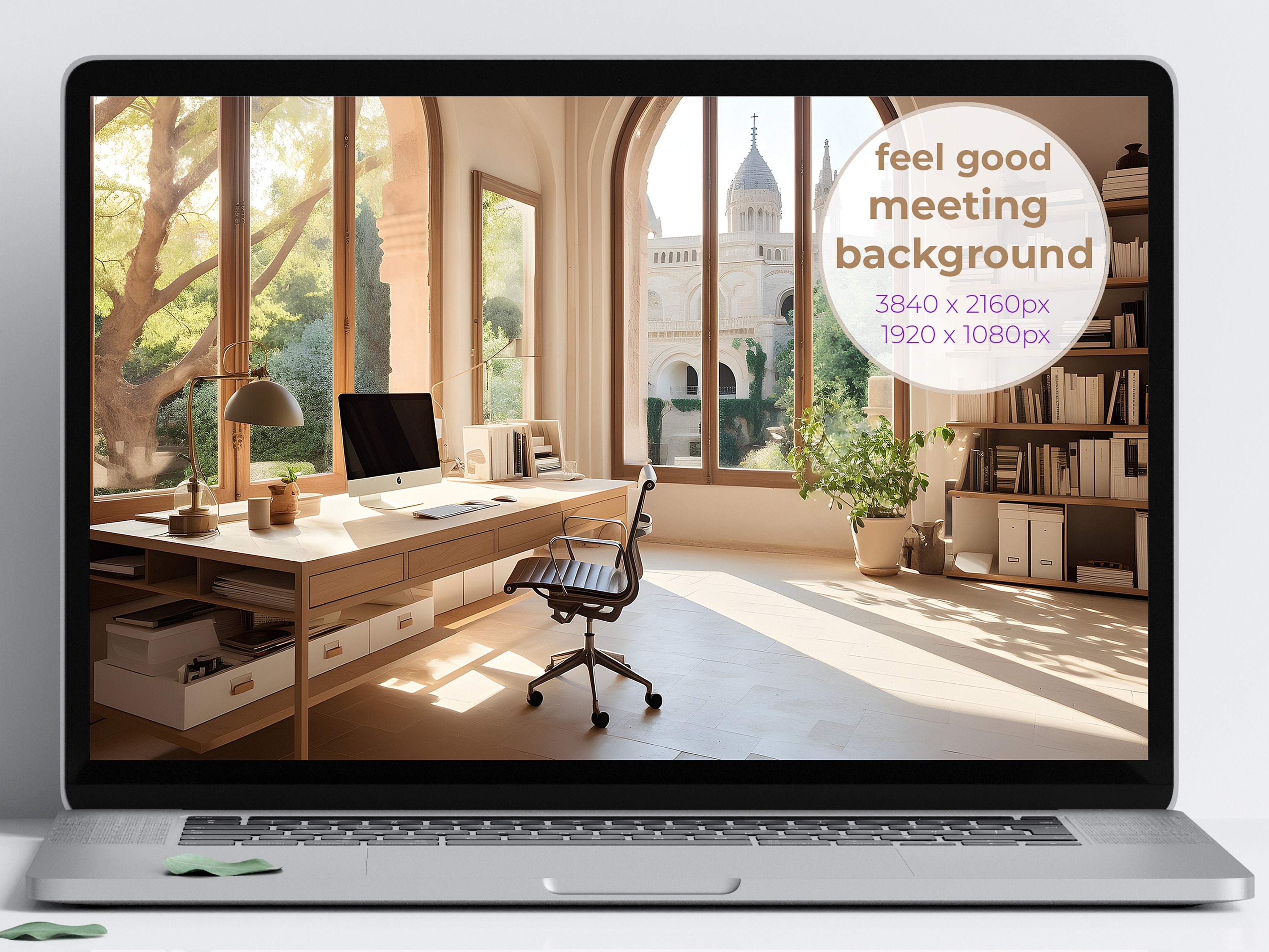 Sunny Home Office Background Image Stylish Barcelona Spring, Virtual ...