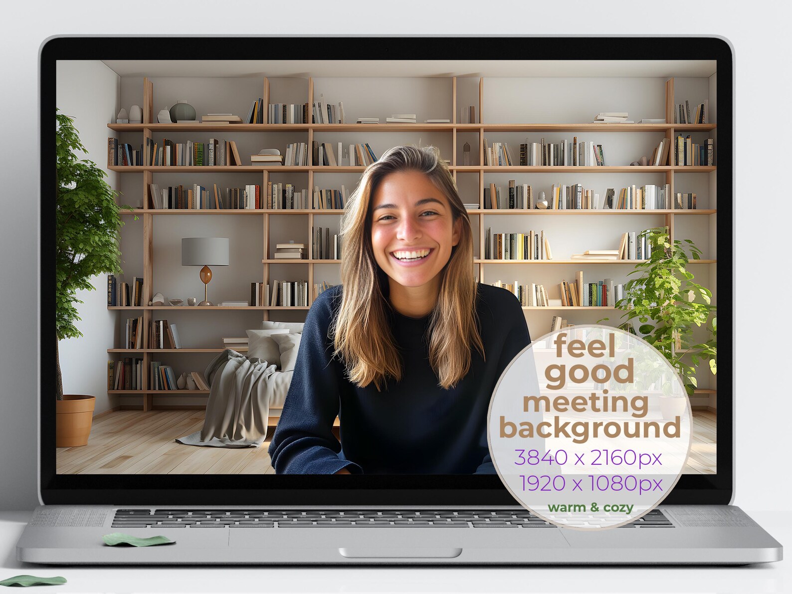 Minimalist Bookshelf Zoom Background: Serene Therapy Office (digital ...