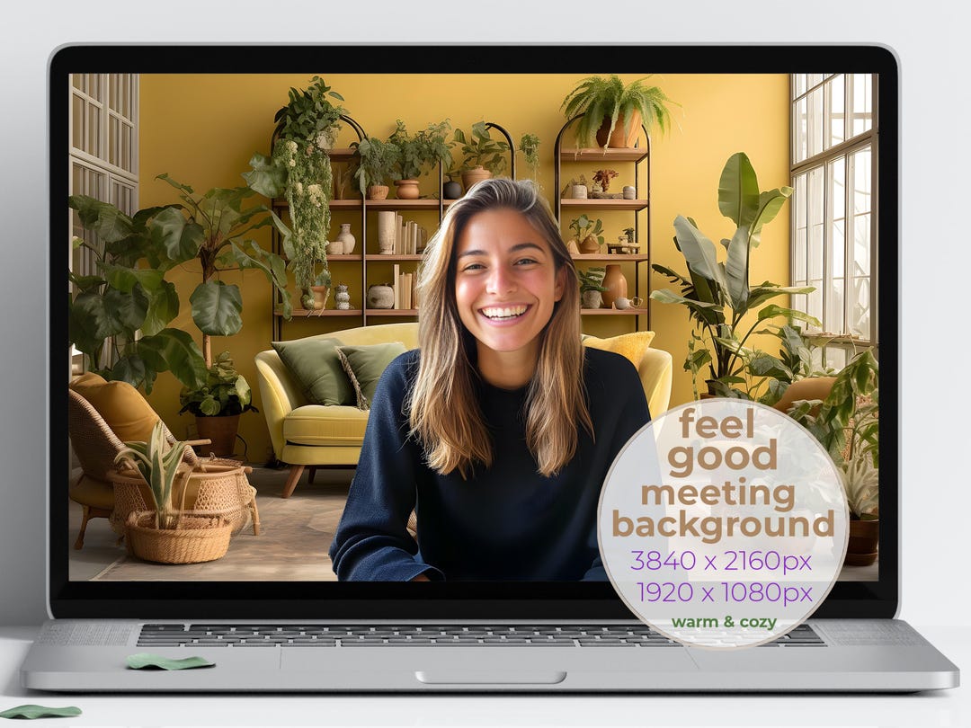 Boho Living Room Virtual Background Cozy Plant-filled Zoom Background ...