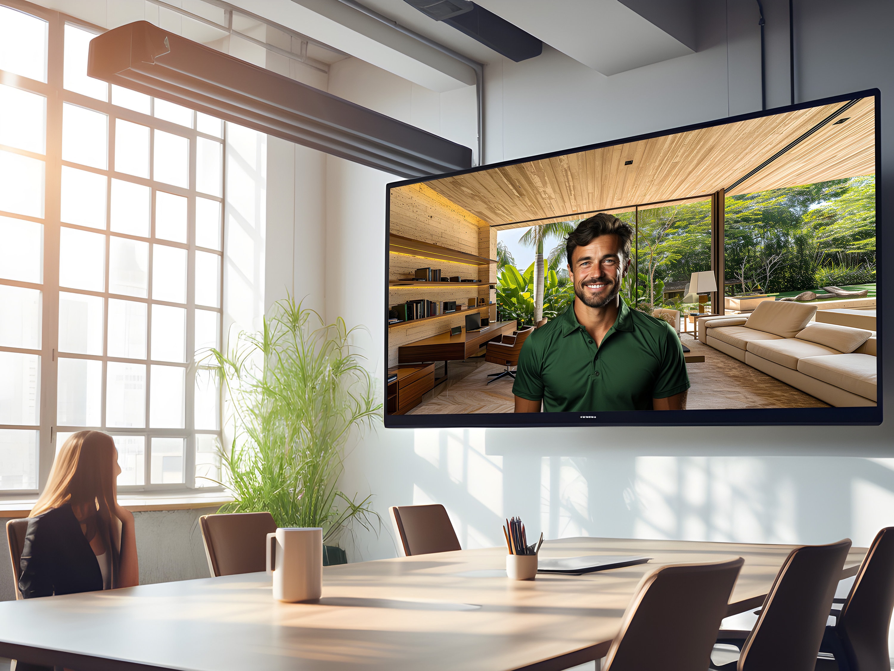 Zoom Background, Modern Apartment Zoom Background, Home Office, Lush ...