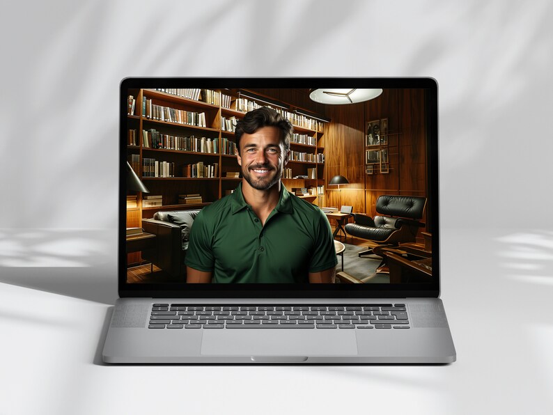 Luxury Library Scene: Interior Study Space With Leather Sofas, Zoom ...