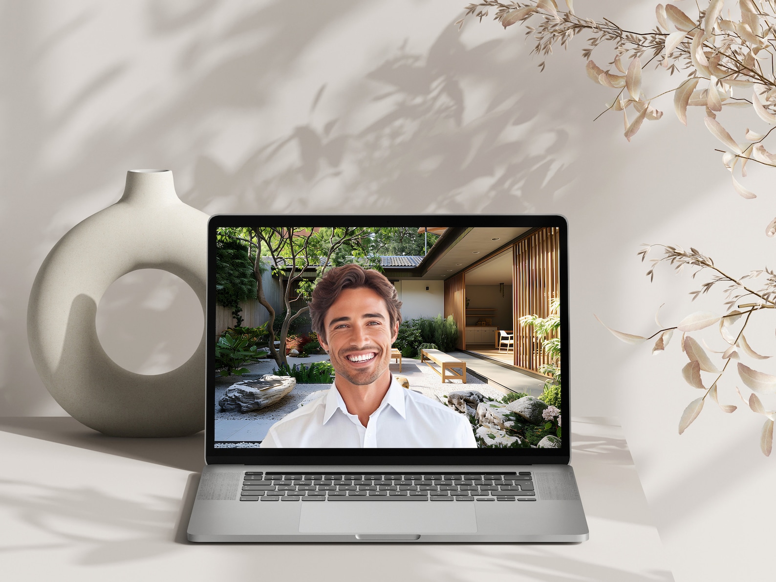 Zen Zoom Background, Zen Home-office, Zoom Background, Raked Gravel ...