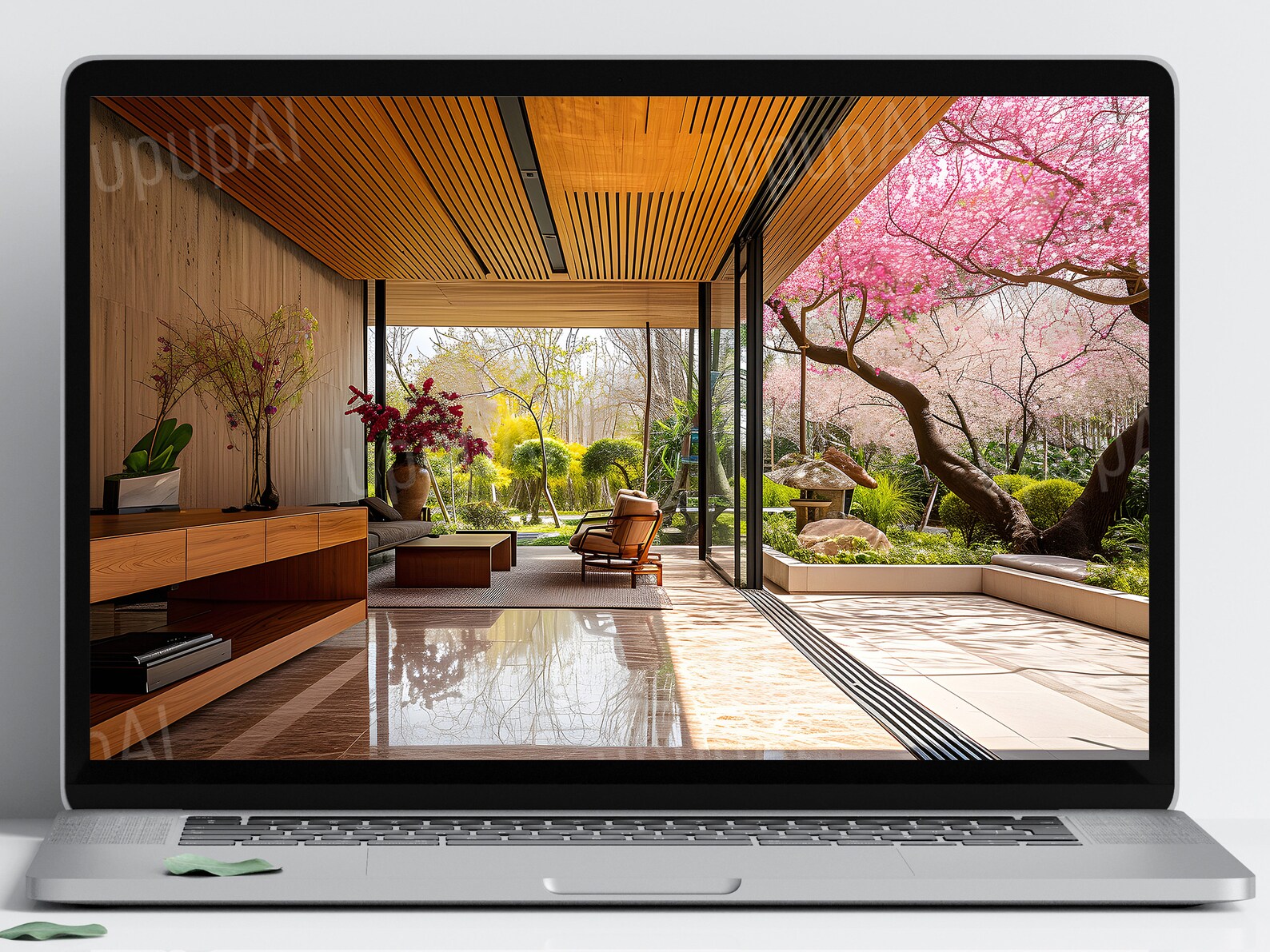 Modern Apartment Zoom Background: Japanese Garden View (digital ...