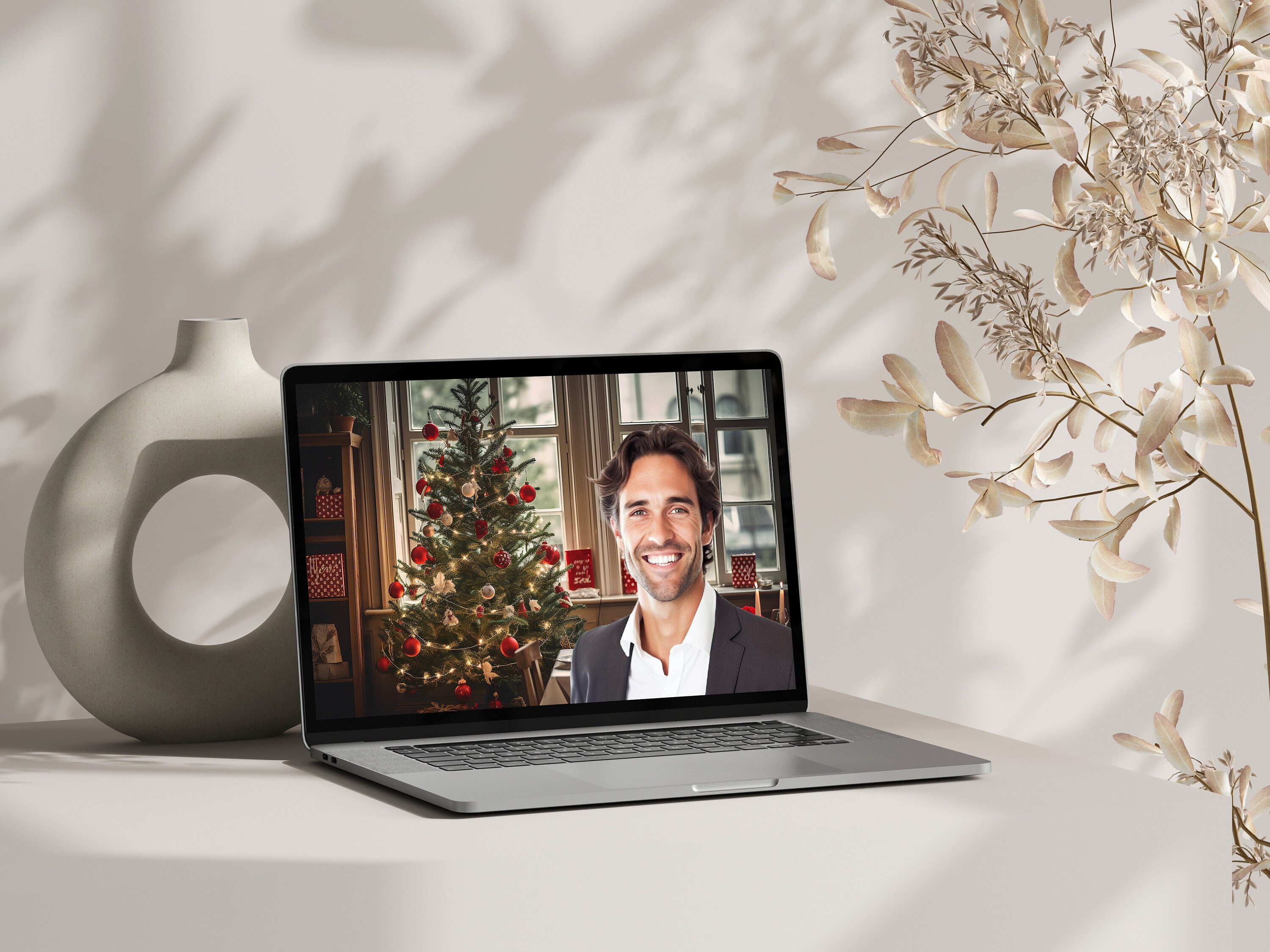 Festive Comfort Zoom Background With Inviting Christmas Interior Scenes ...