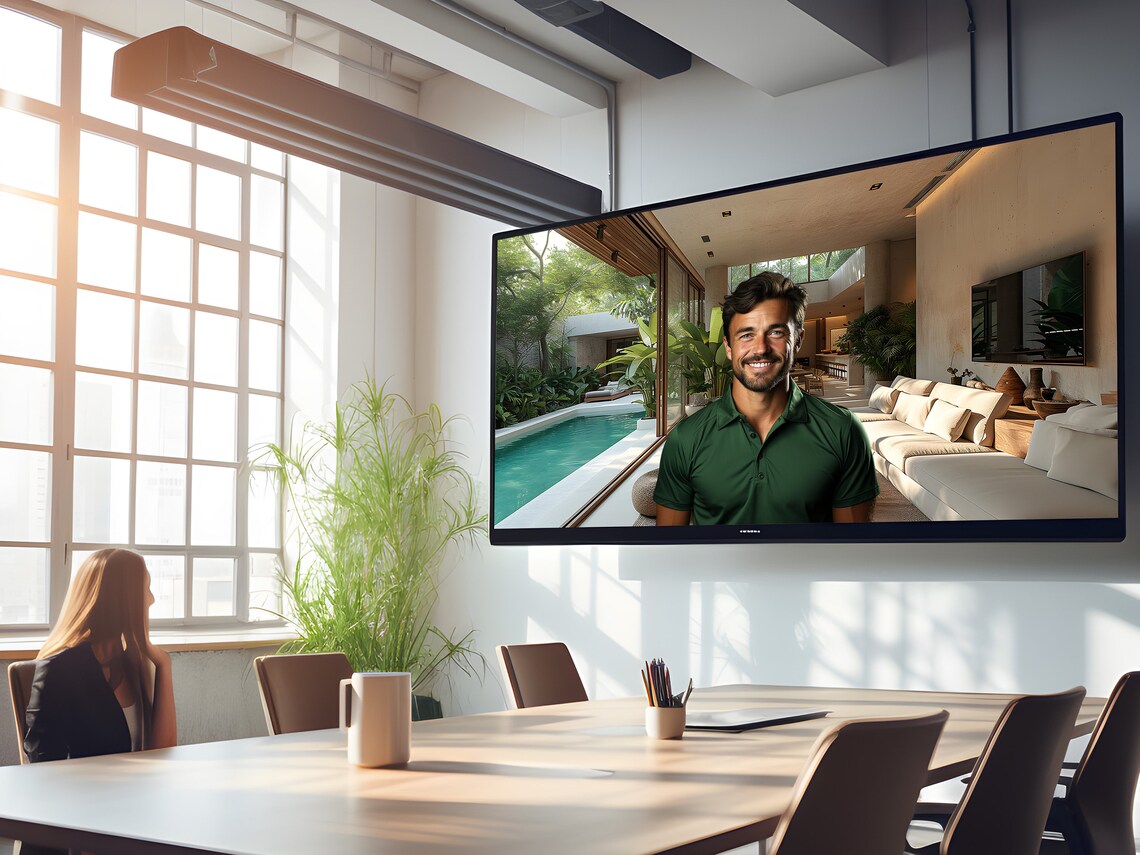 Tulum Living Room Zoom Background: Exotic Garden & Pool (digital ...