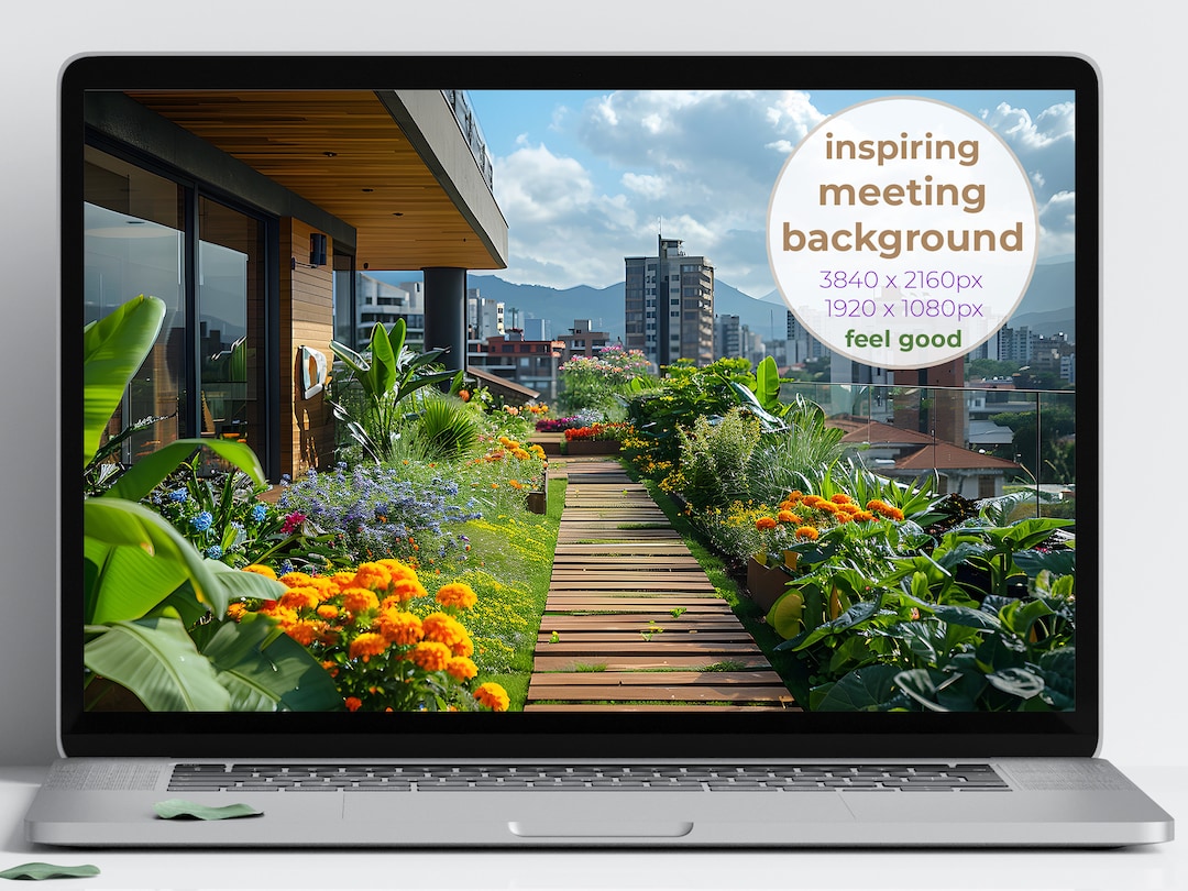 Rooftop Garden Zoom / Teams Background: Serene City Retreat (digital ...