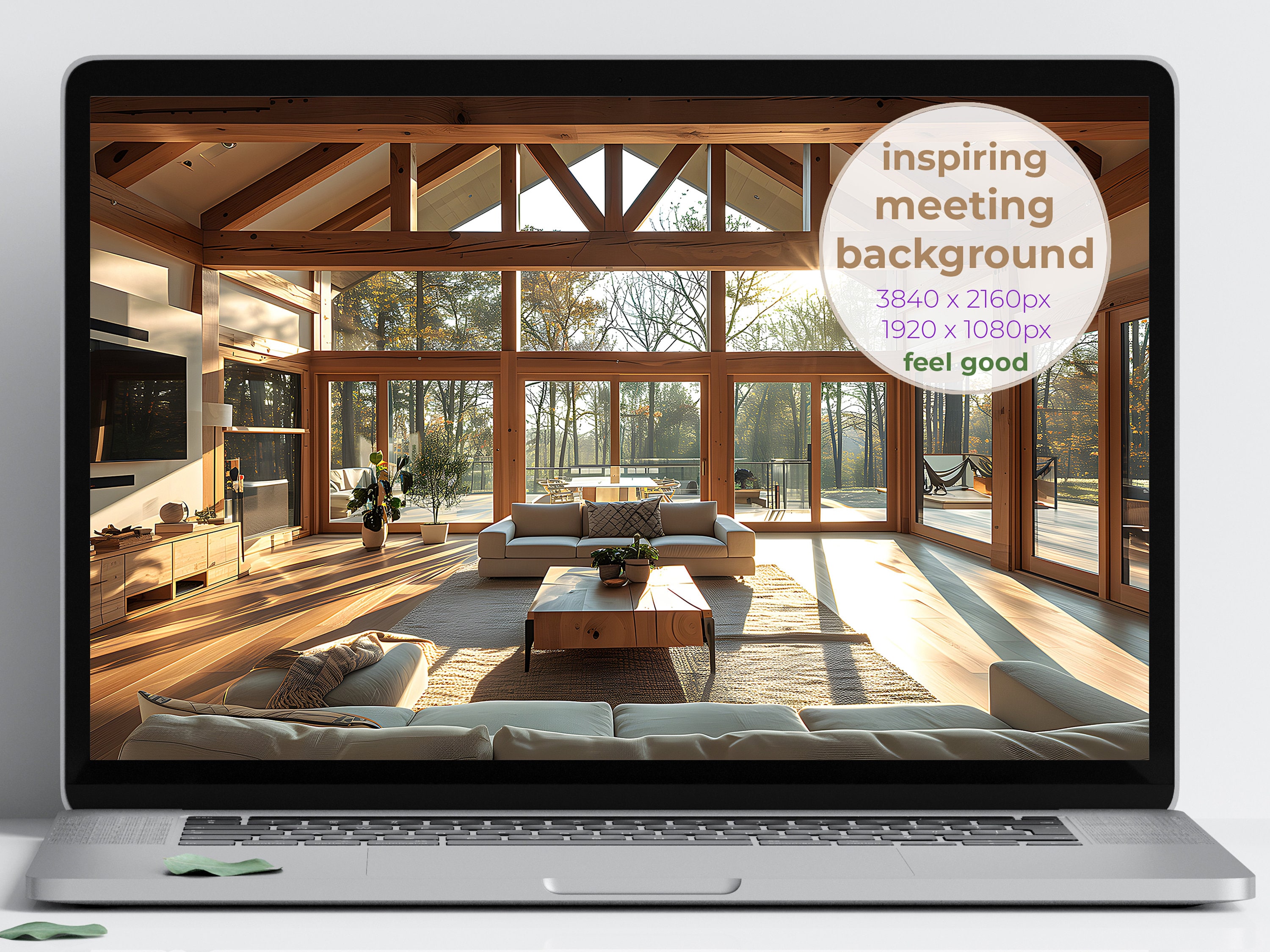 Zoom Background, Sunlit Timber Beam Living Room Background, Inspiring ...