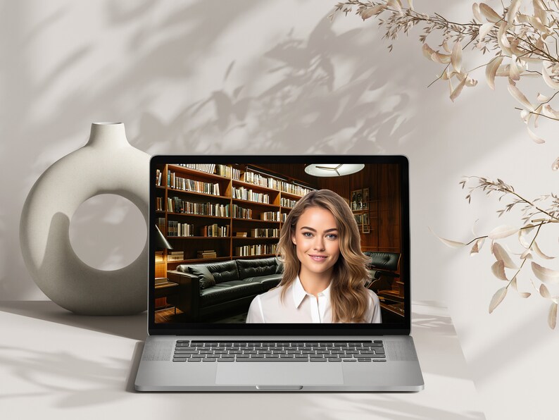 Luxury Library Scene: Interior Study Space With Leather Sofas, Zoom ...