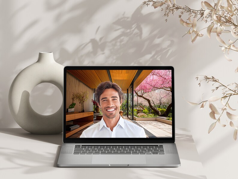 Modern Apartment Zoom Background: Japanese Garden View (digital ...
