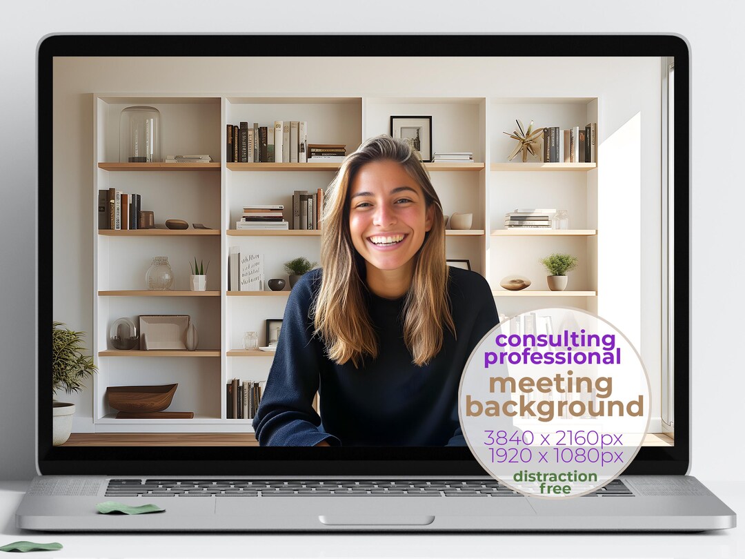 Serene Therapy Office Zoom Background: Minimalist Bookshelf (digital ...