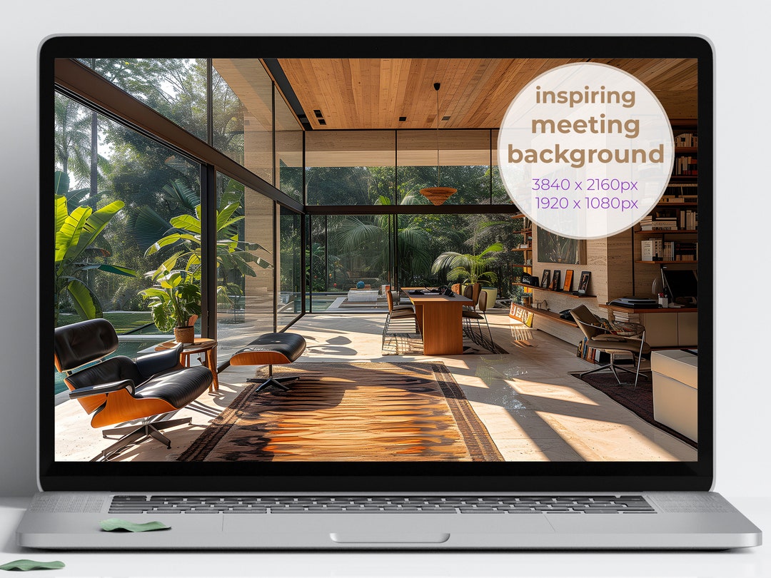 Zoom Background, Modern Apartment Zoom Background, Living Room, Lush ...