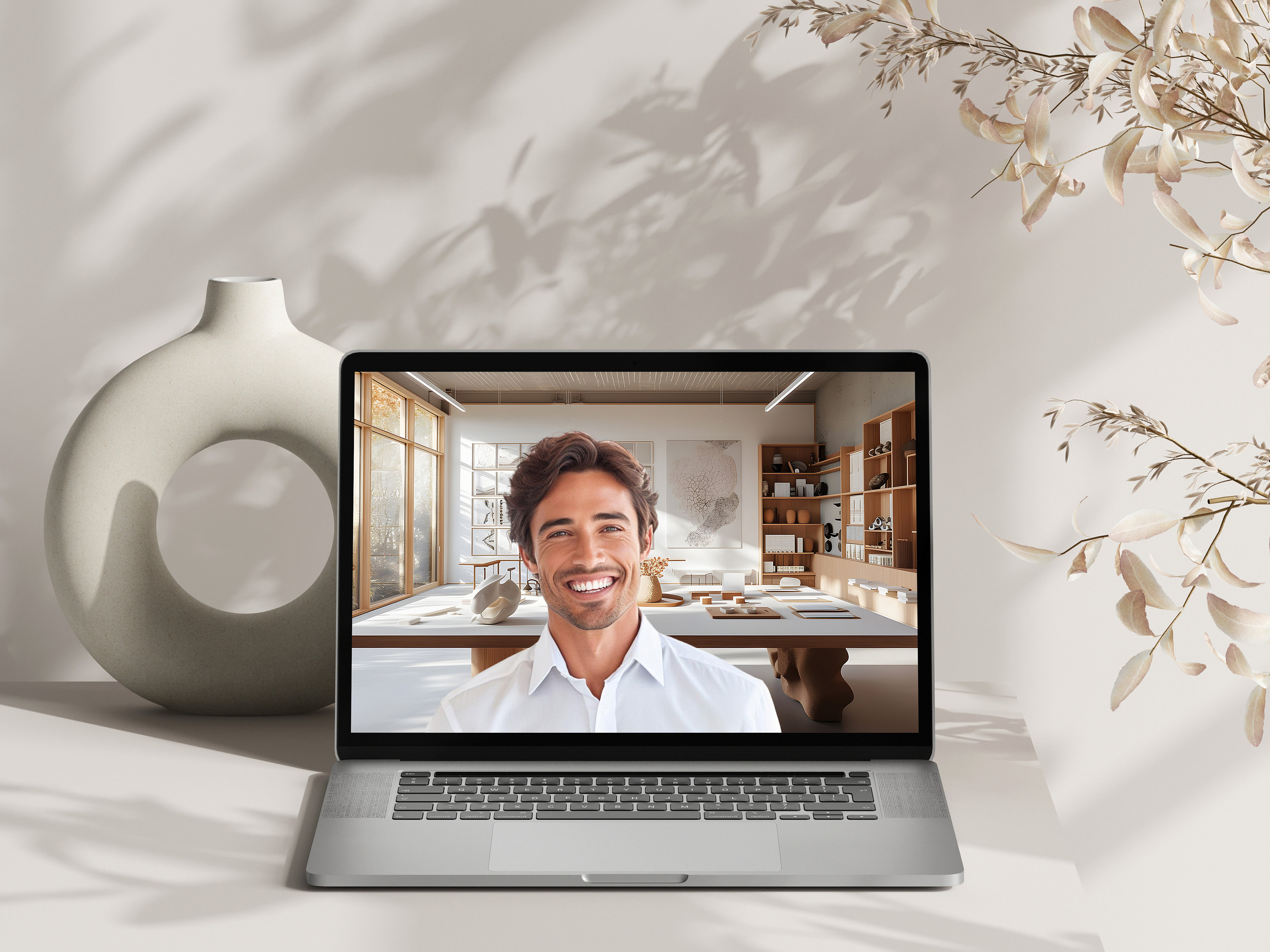 Zoom Background, Work Table Zoom Background, Minimalist Architectural ...