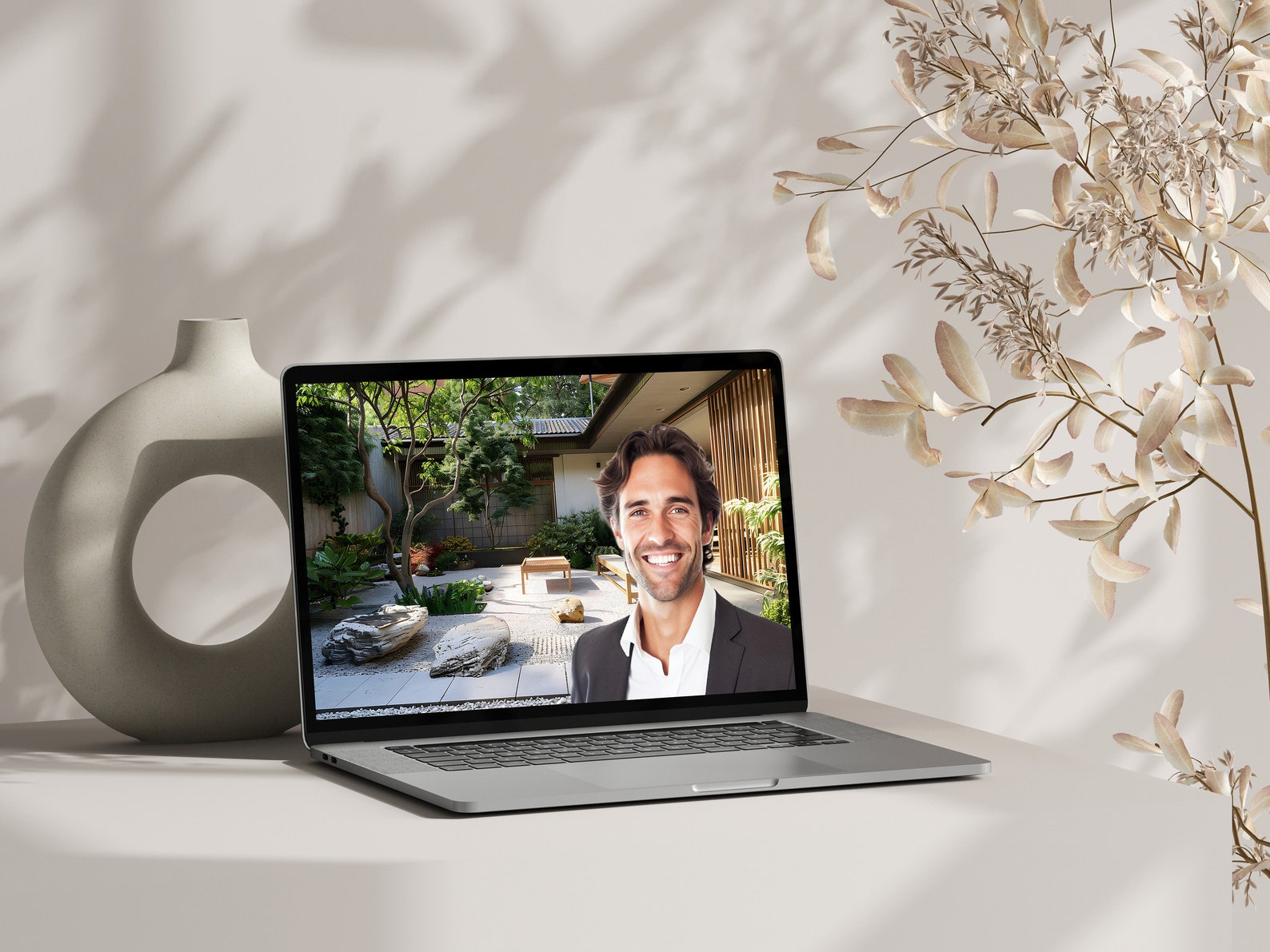 Zen Zoom Background, Zen Home-office, Zoom Background, Raked Gravel ...