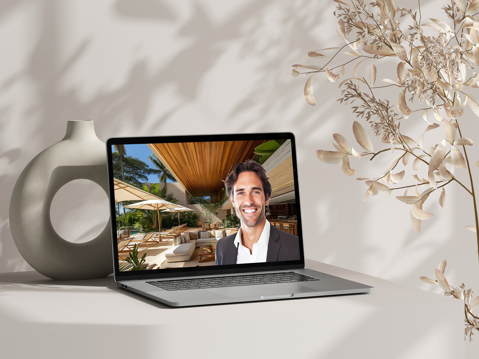 Zoom Background, Modern Apartment Zoom Background, Parasol Terrace ...