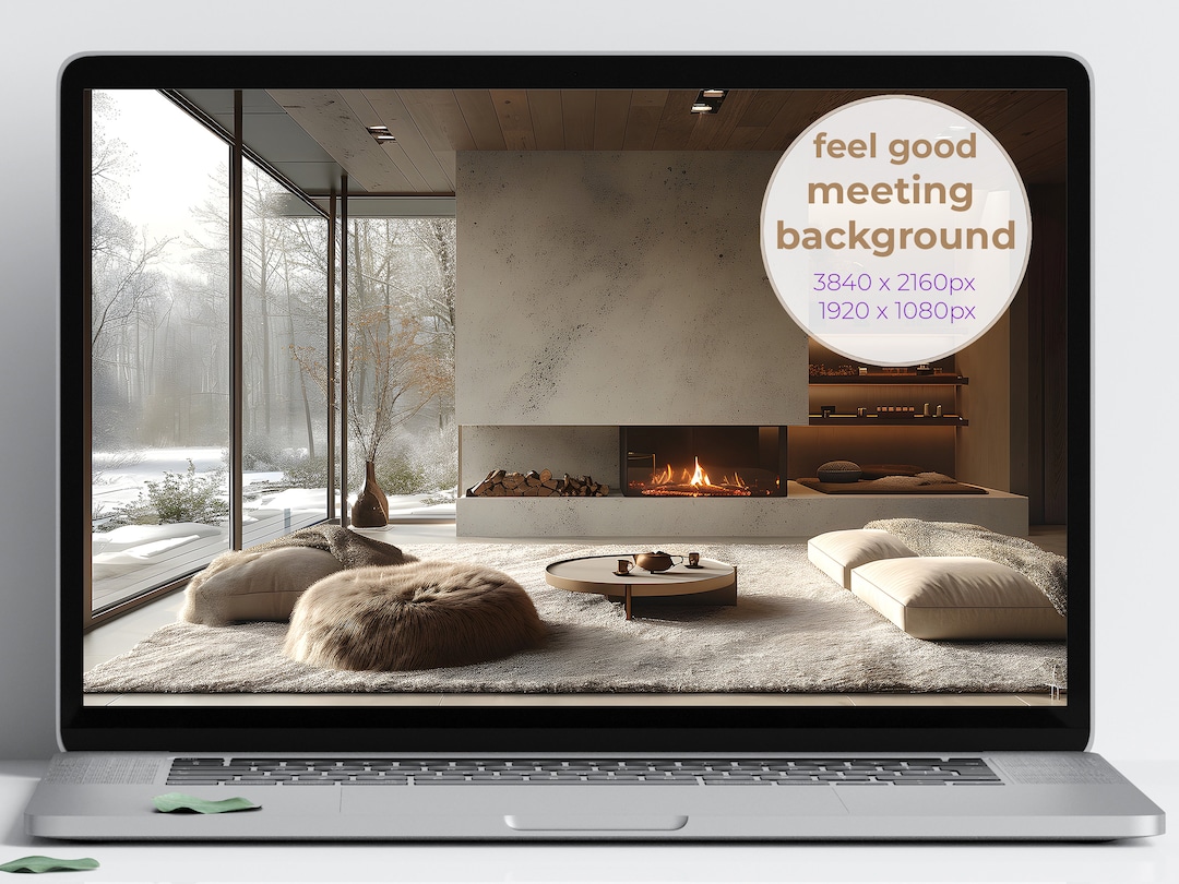 Alpine Serenity: Zoom Background, Modern Cozy Living Room, Crackling ...