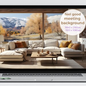 Winter Serenity Zoom Background With Cozy Interior & Winter Landscape ...