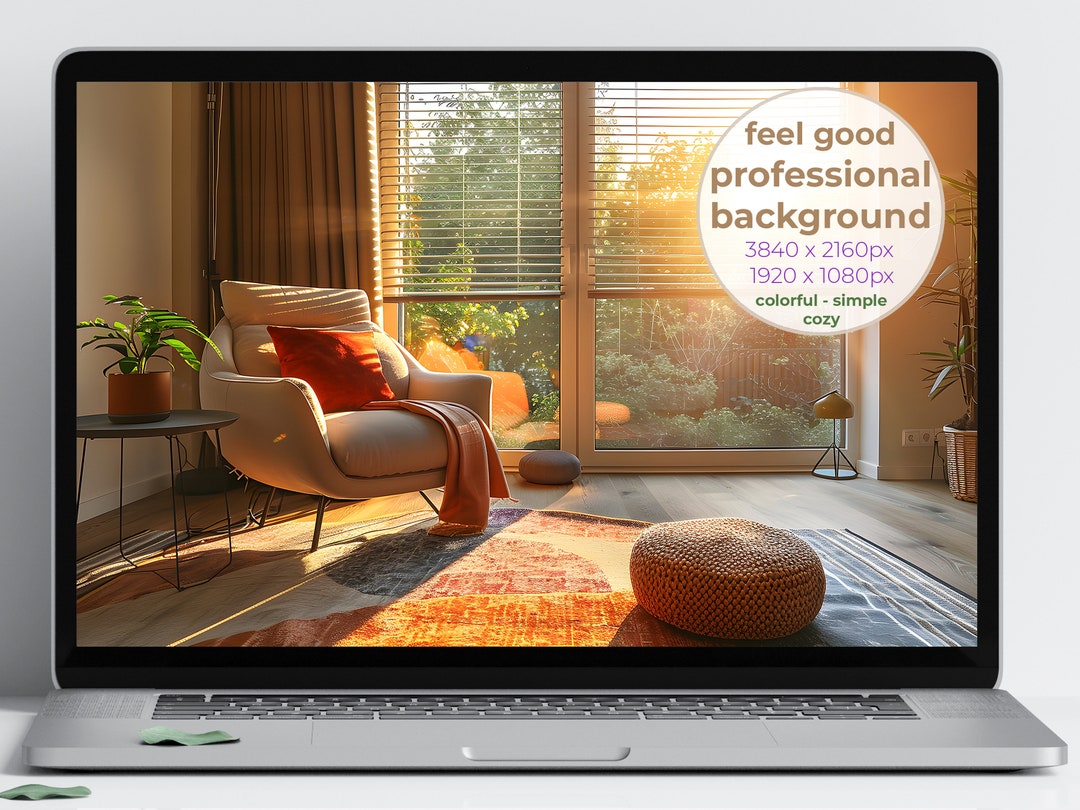 Cozy Apartment Virtual Background: Sofa and Warm Sunrise Light (UHD ...