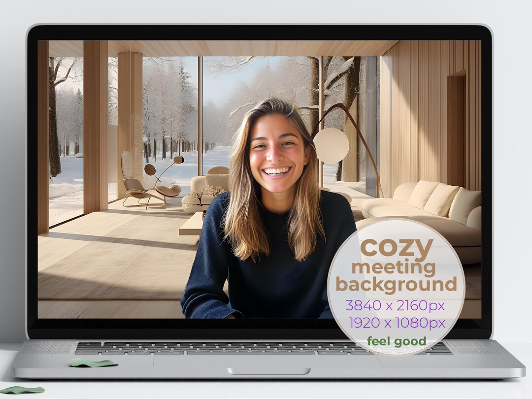 Winter Serenity Zoom Background With Cozy Interior & Winter Landscape ...