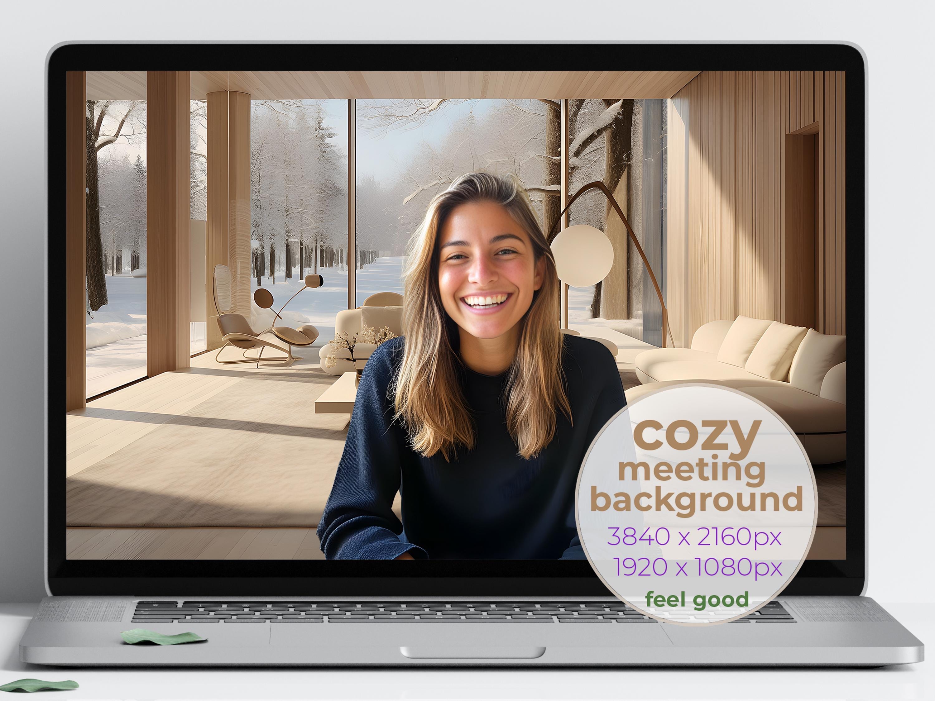 Winter Serenity Zoom Background With Cozy Interior & Winter Landscape ...