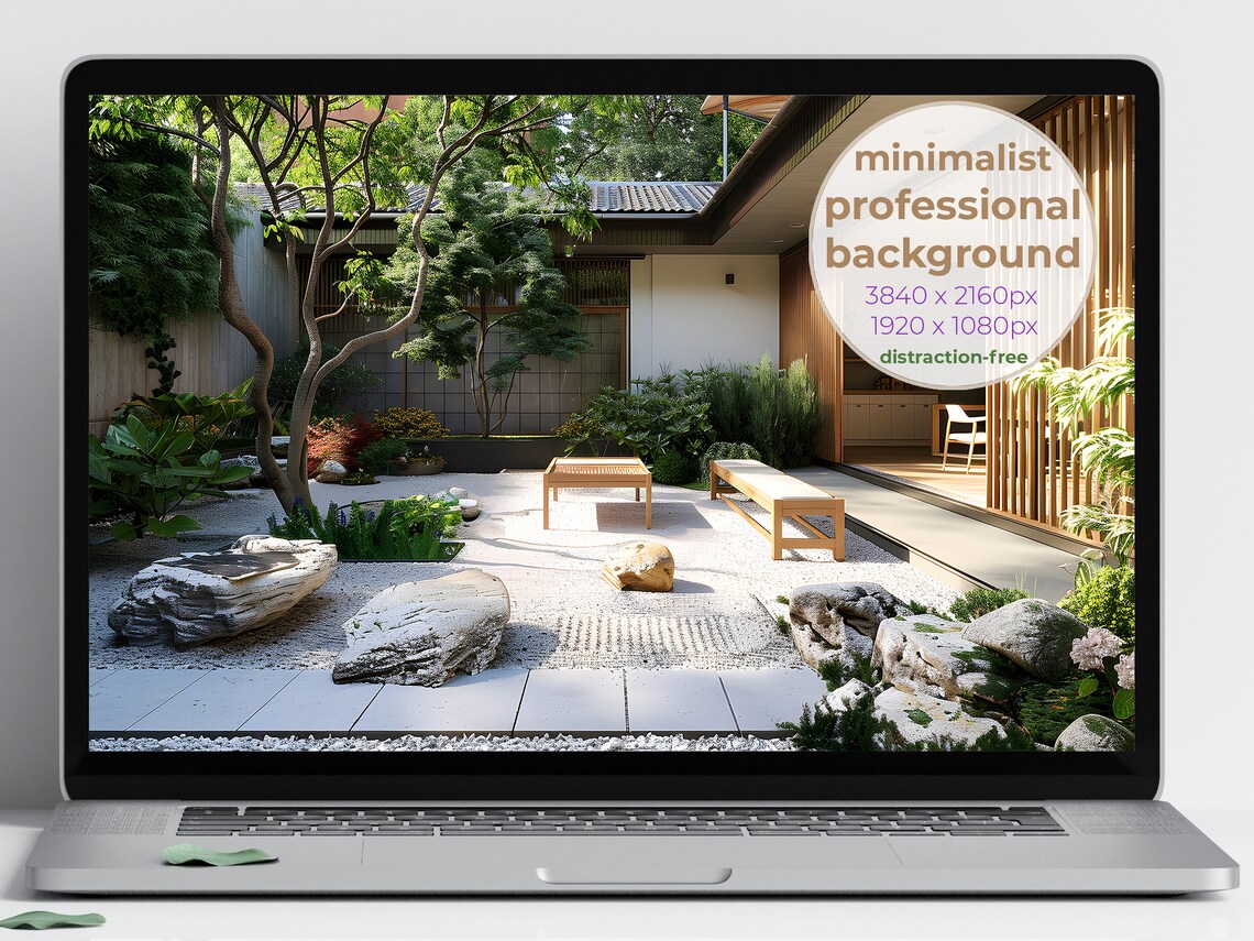 Zen Zoom Background, Zen Home-office, Zoom Background, Raked Gravel ...