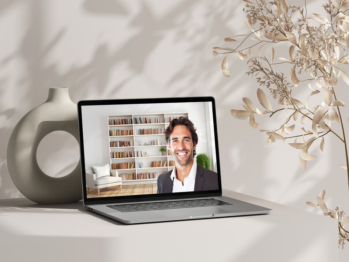 Zoom Background, Serene Sofa Virtual Background, Minimalist Living Room ...