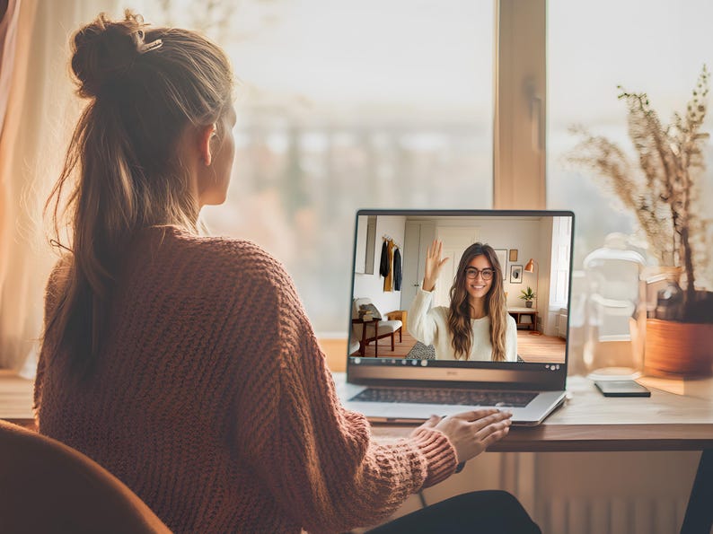 Japandi Home Office Virtual Background, Minimalist Scandinavian ...