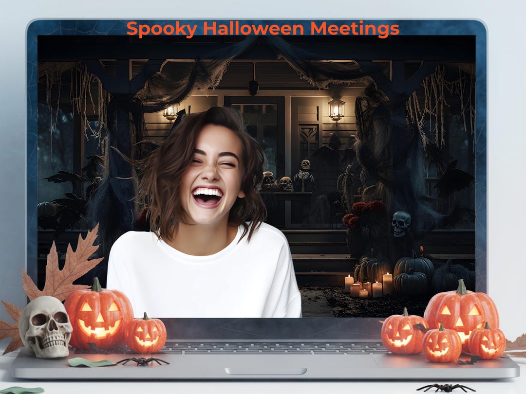 Spooky Halloween Porch Virtual Background, Gothic Zoom Backdrop With ...
