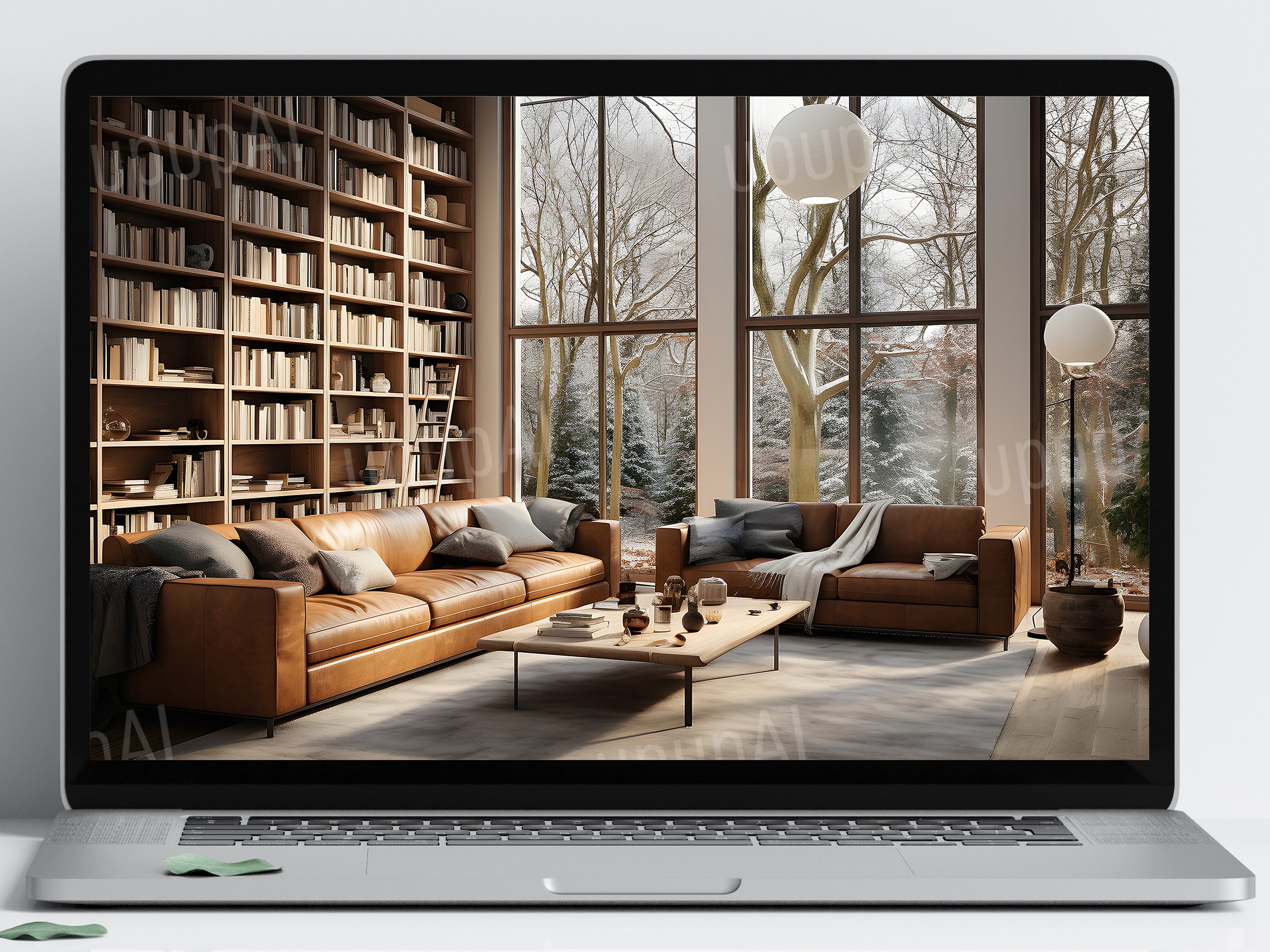 Winter Serenity Zoom Background With Cozy Library & Winter Landscape ...