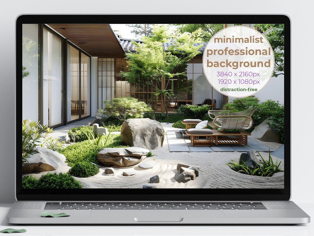 Zoom Background, Zen Zoom Background, Zen Home-office, Peaceful Gravel ...